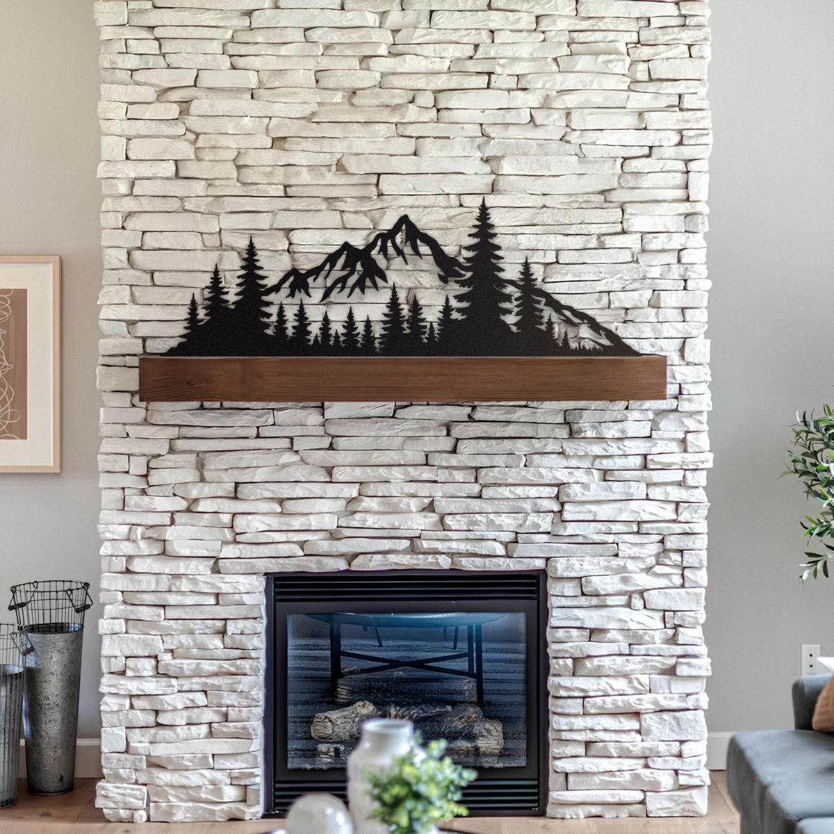 Mountain Art Stand | Rustic Cabin Decor | Fireplace Mantle | Nature ...