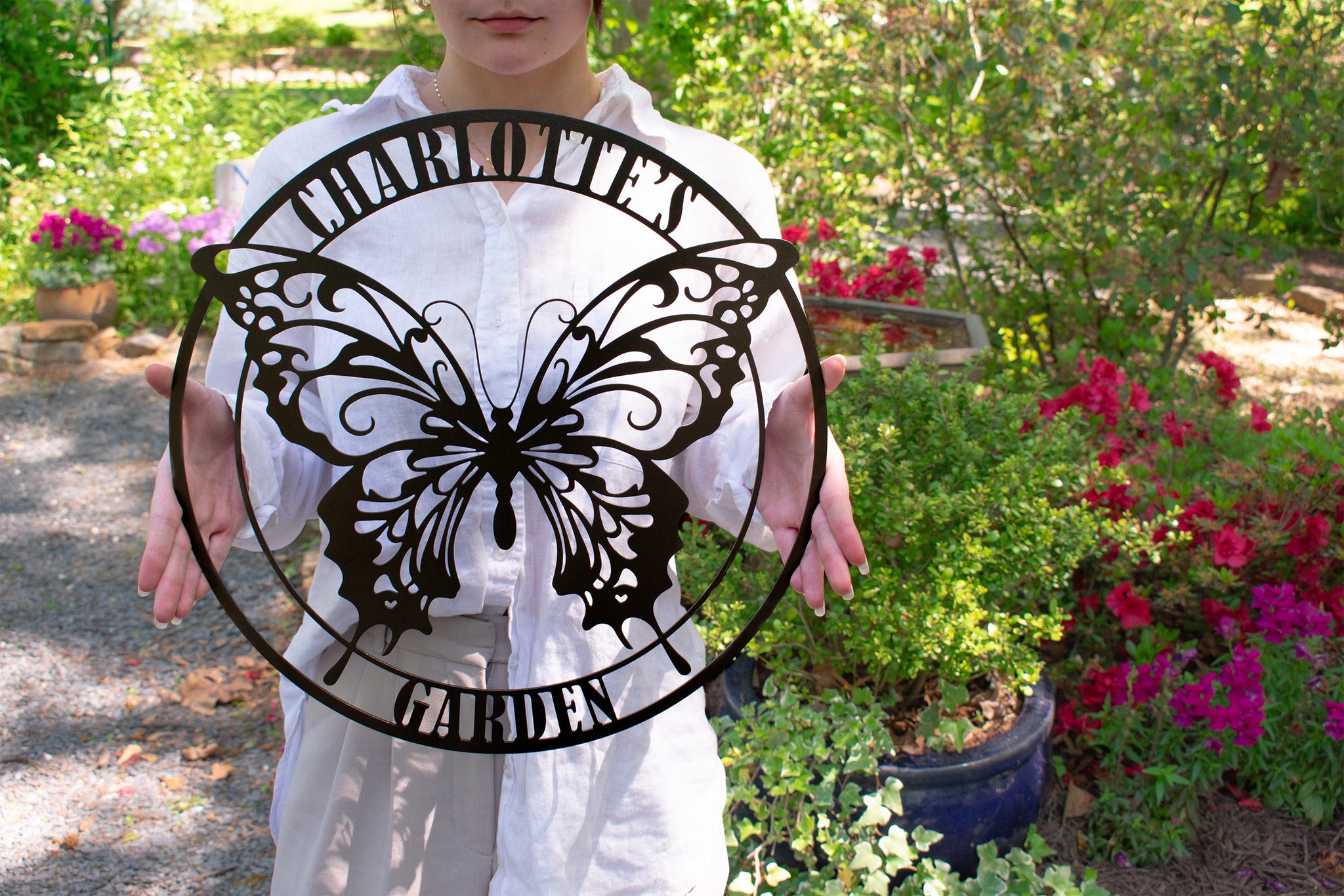 Custom Butterfly Garden Sign – Infinity Metals Design